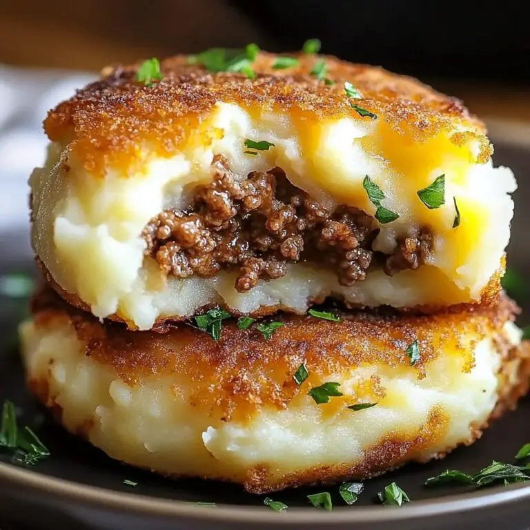 Cheesy Ground Beef Stuffed Crispy Mashed Potatoes