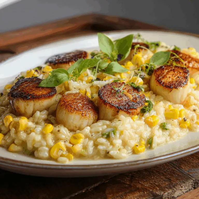Creamy Scallops & Corn‑Studded Risotto